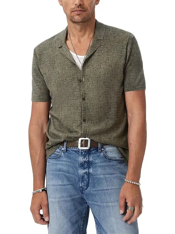 John Varvatos Nayeem Camp Collar Shirt - Sage Brush