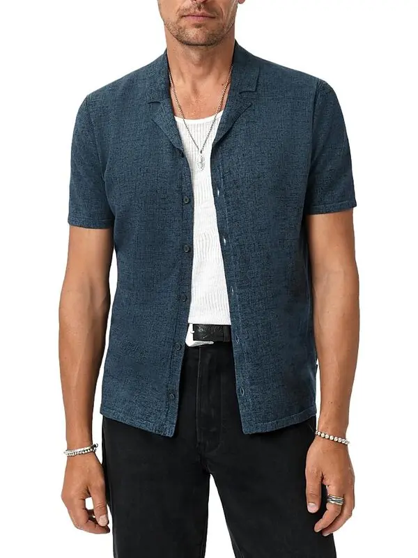 John Varvatos Nayeem Camp Collar Shirt - Titanium Blue