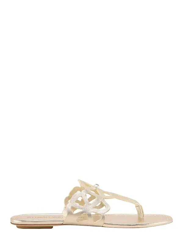 STUART WEITZMAN Jasmine Metallic Cutout Thong Sandals - Light Gold.