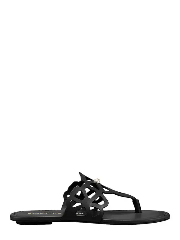 STUART WEITZMAN Jasmine Leather Cutout Thong Sandals - Black