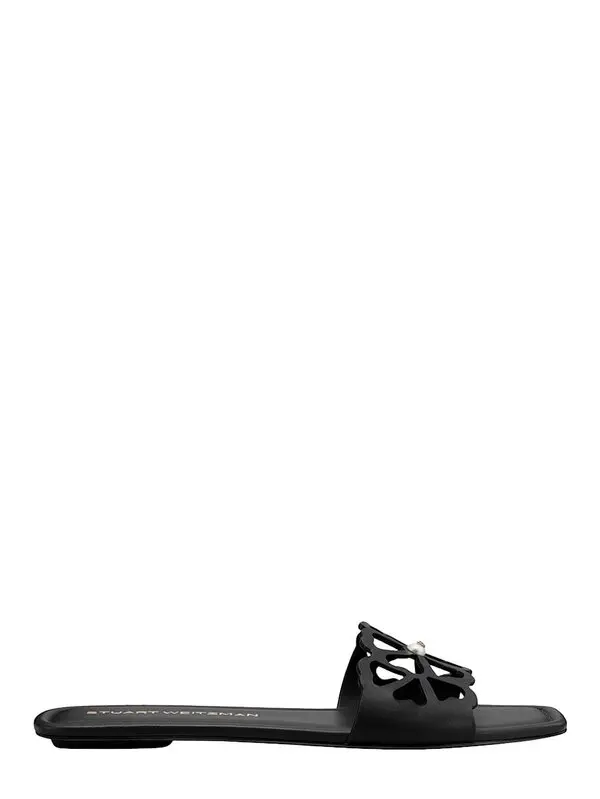 STUART WEITZMAN Jasmine Cutout Flat Slide Sandals - Black