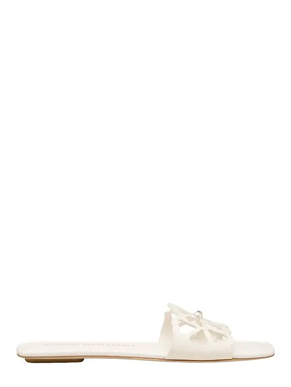STUART WEITZMAN Jasmine Cutout Flat Slide Sandals - Cream.