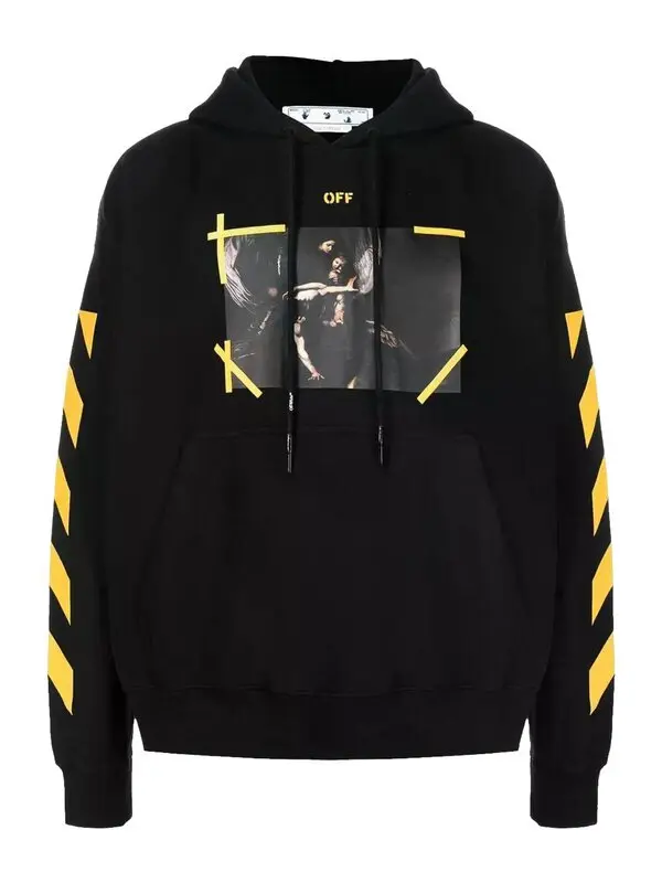 Off-White Diagonal Arrow Caravaggio Narcist Skate Hoodie - Black