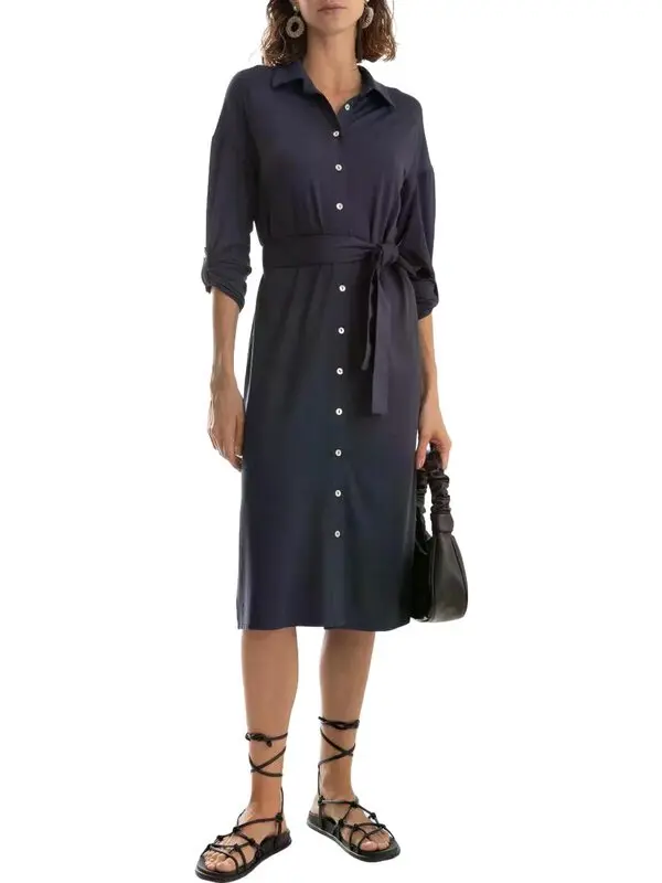 LYGIA & NANNY Belted Shirt Midi Dress - Blue