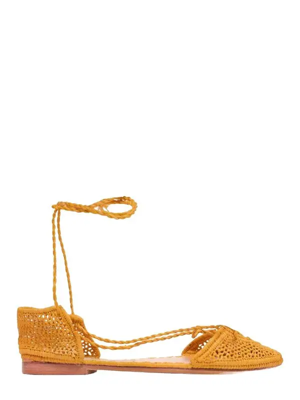 SLO_HAND_MADE Lace-up Raffia Espadrilles - Orange