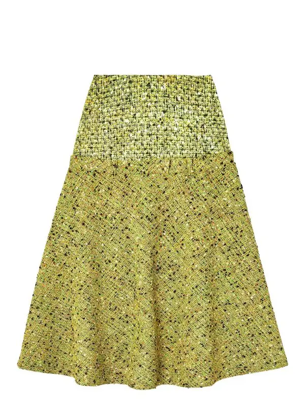 DIESEL® Tweed-textured Flared Midi Skirt - Green