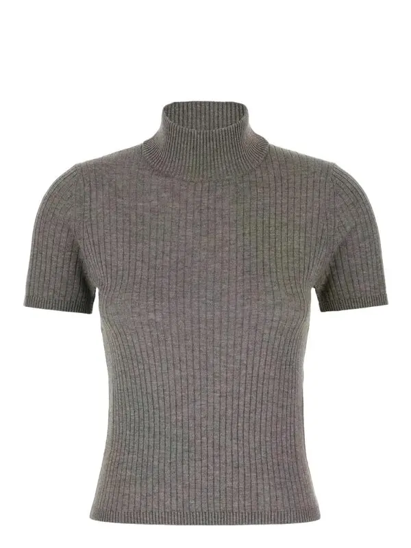 Max Mara Ribbed Turtleneck Top - Grey