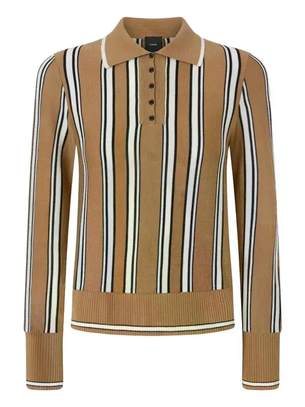 Pinko Striped Polo-neck Cardigan - Brown