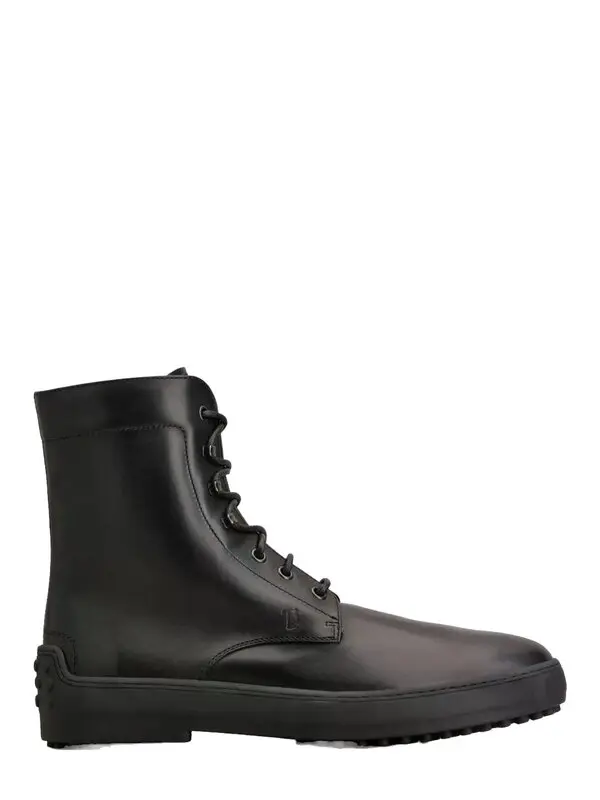 TOD'S Leather Combat Boots - Black