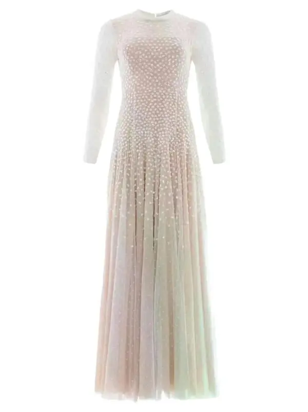 NEEDLE & THREAD Sequin-embellished Round-neck Gown - Pink