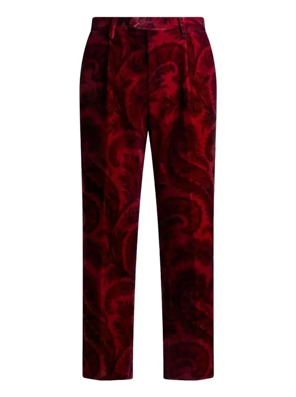 Etro Paisley-jacquard Velvet Trousers - Red