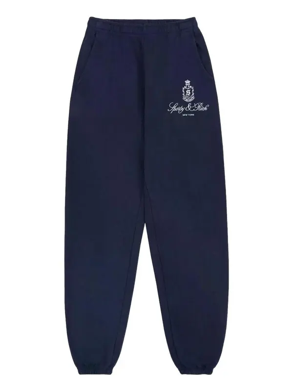 SPORTY & RICH Embroidered Logo Sweatpants - Blue