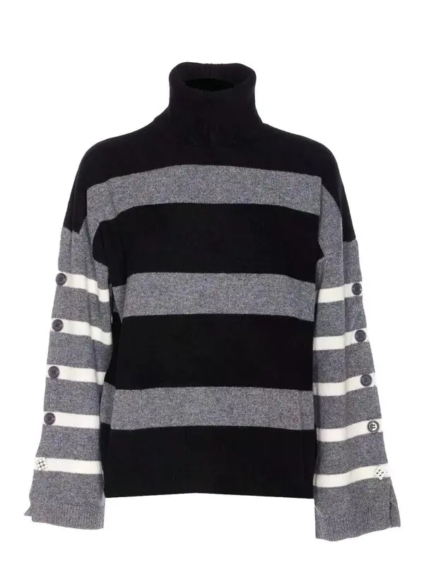 Liu Jo Striped Wool Sweater - Grey