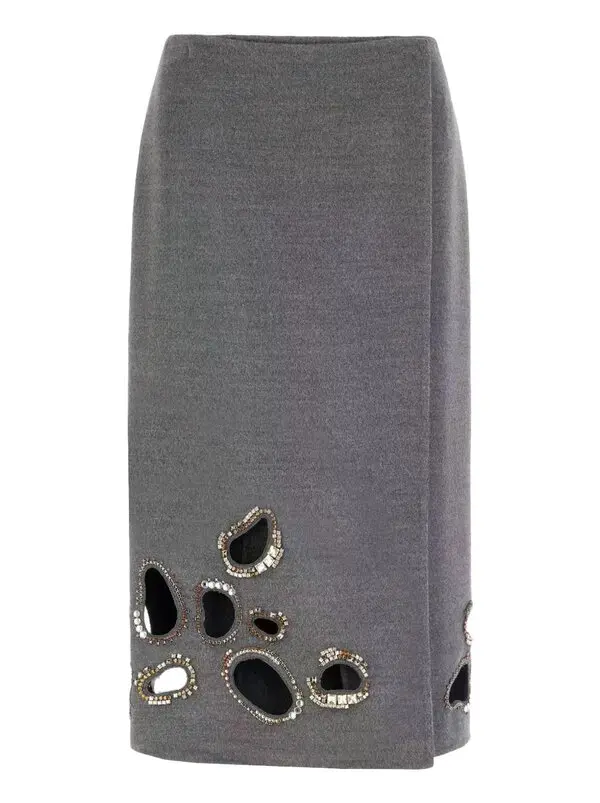 Fabiana Filippi Crystal-embellished Cut-out Midi Skirt - Grey