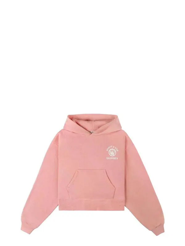 SPORTY & RICH Logo-print Long-sleeve Hoodie - Pink