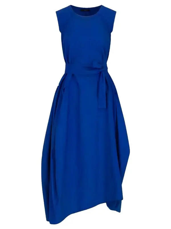 High Belted Midi Dress - Blue