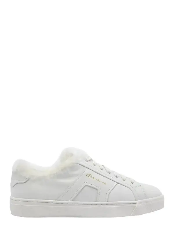 Santoni Faux-fur Leather Sneakers - White