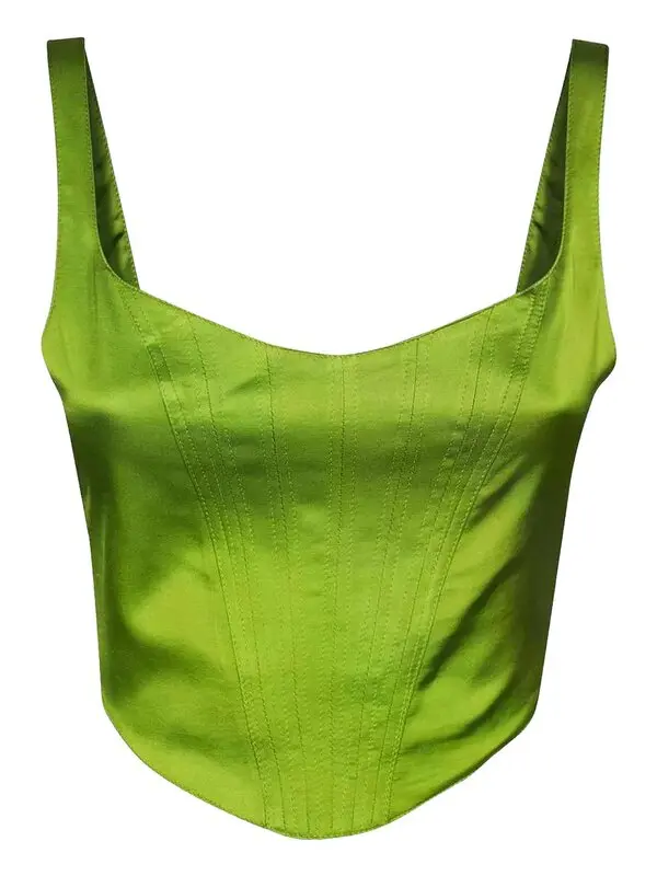 Ermanno Scervino Cropped Corset Tank Top - Green