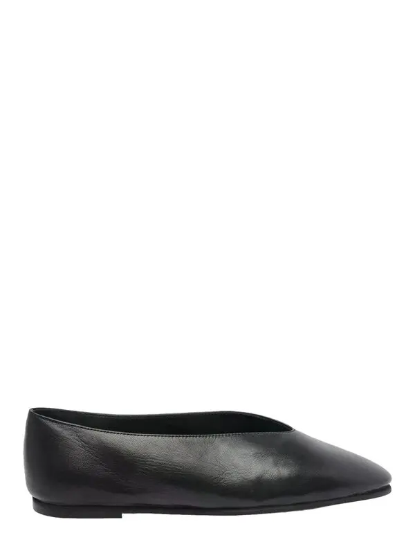 POEVE Leather Ballet Flats - Black