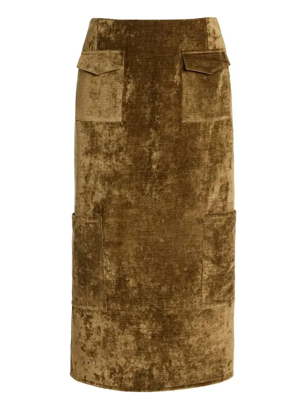ALFIE Valleta Velour Midi Skirt - Brown