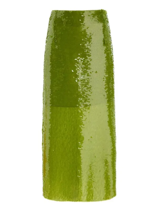ALFIE Valletta Sequined Midi Skirt - Green
