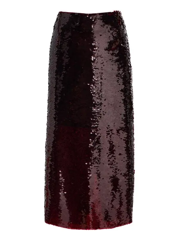 ALFIE Valletta Sequined Midi Skirt - Red