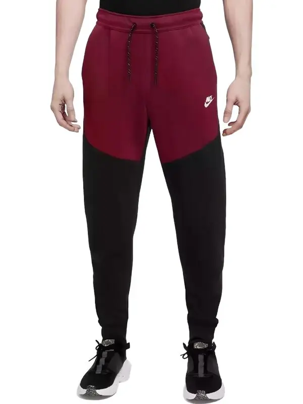Nike Tech Fleece Panelled Track Pants - Red