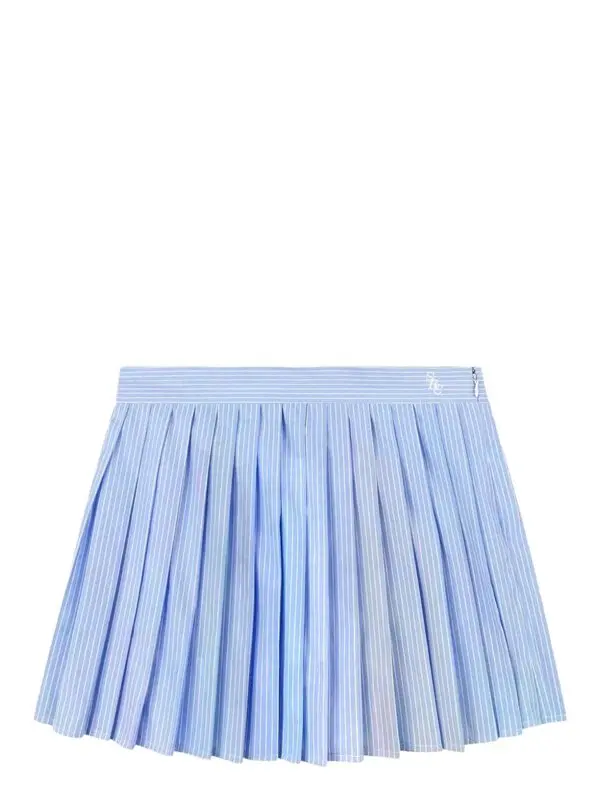 SPORTY & RICH Pleated Striped Mini Skirt - Blue