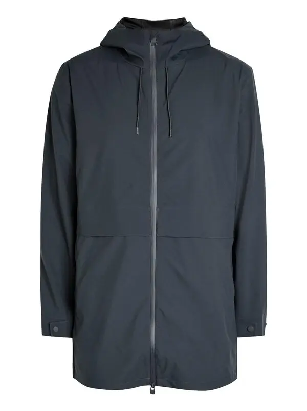 Rains Suva Hardshell Long Hooded Jacket - Navy