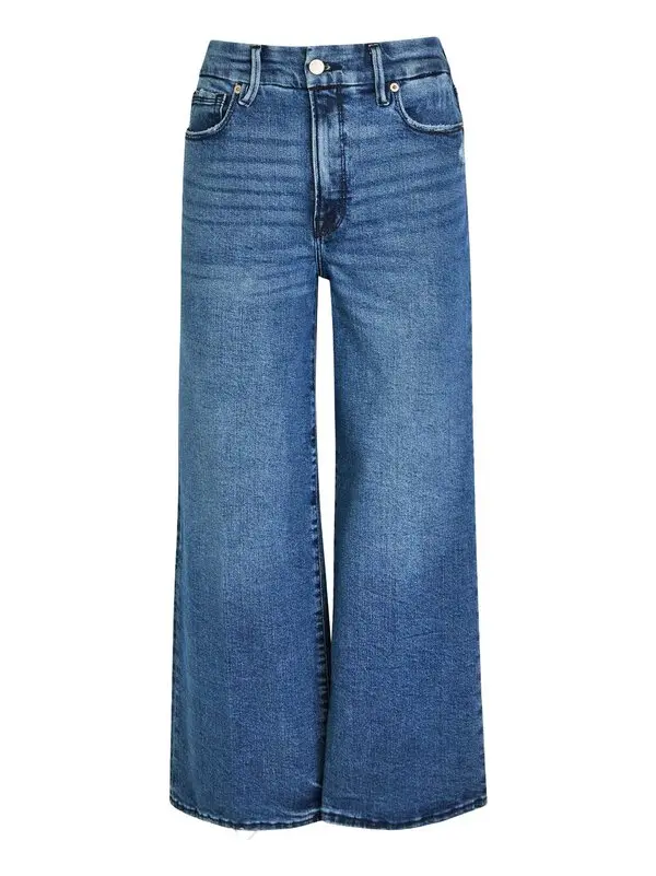 Good American High-rise Wide-leg Cropped Jeans - Indigo