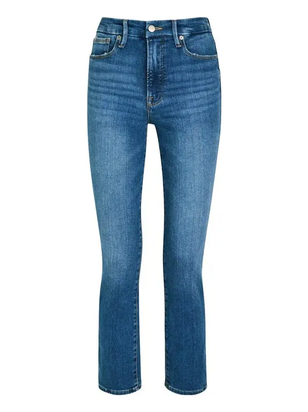 Good American Slim Straight-leg Cropped Jeans - Indigo