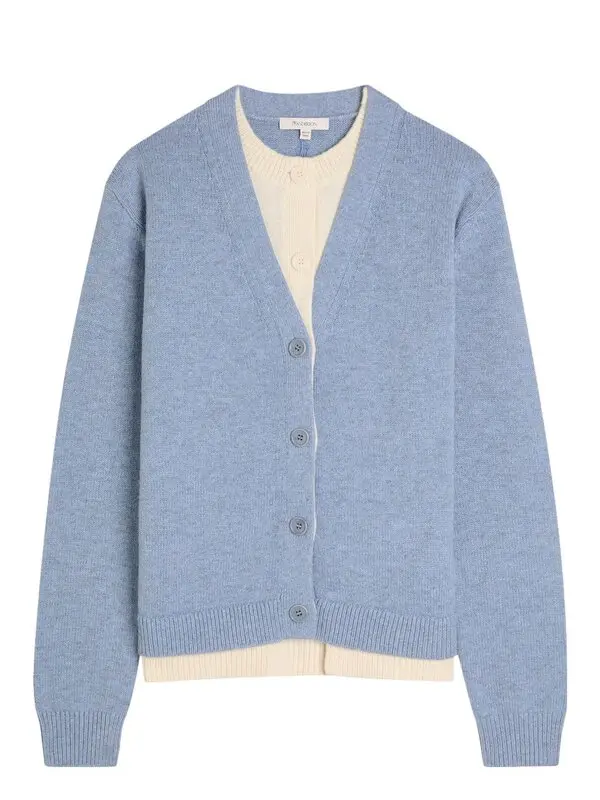 JW Anderson Layered-effect Wool And Cashmere-blend Cardigan - Blue