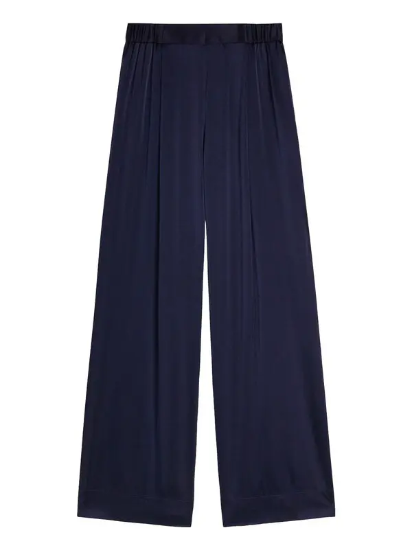 FORTE_FORTE Pleated Stretch-silk Trousers - Dark Blue