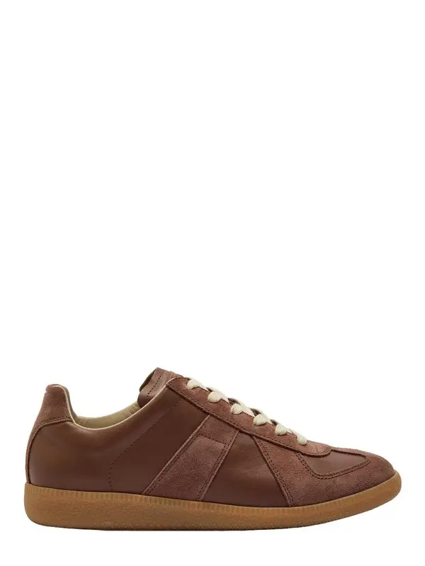 MAISON MARGIELA Replica Panelled Leather Sneakers - Tan