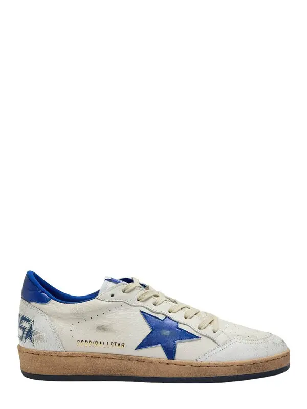 Golden Goose Ball Star Distressed Leather Sneakers - White