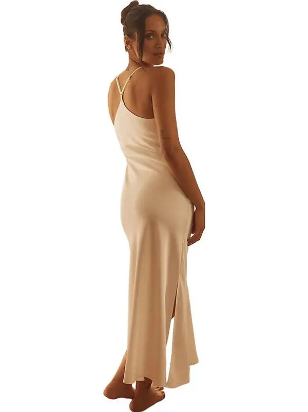 HOMEBODII Kiralee Satin Slip Dress - Ivory