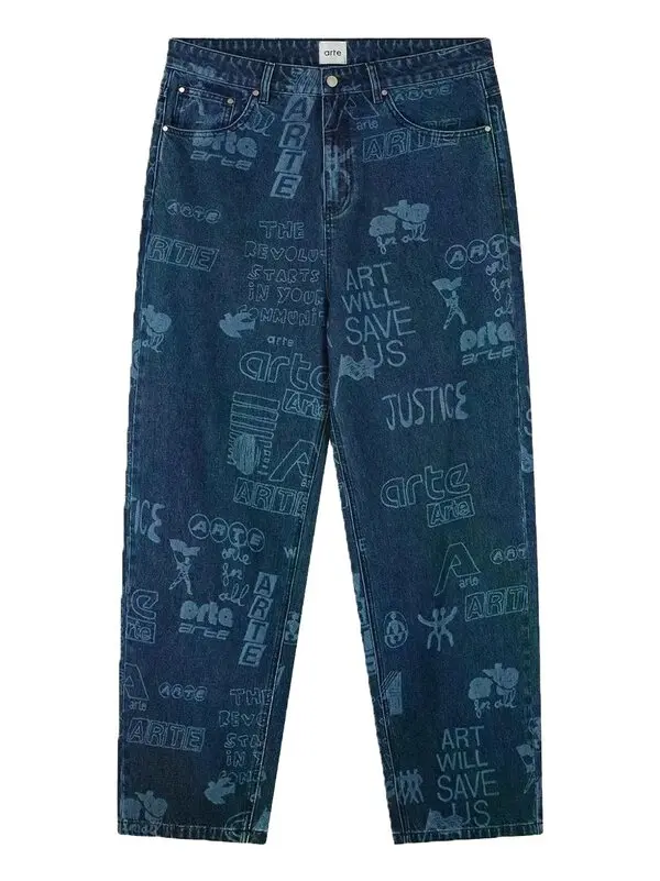 ARTE ANTWERP Graffiti-print Straight Leg Jeans - Blue