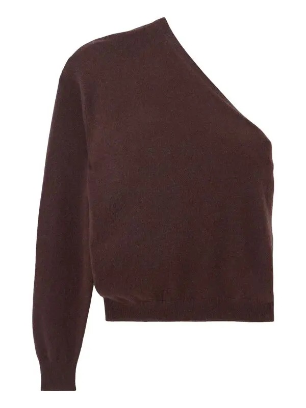 ALLUDE One-shoulder Wool And Cashmere-blend Sweater - Brown