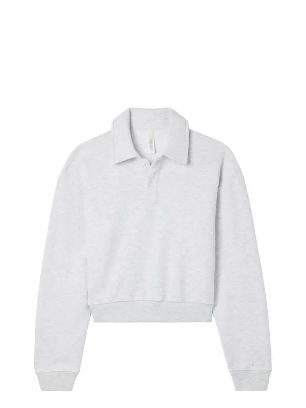 SKIMS Cotton-blend Jersey Long Sleeve Henley - Gray