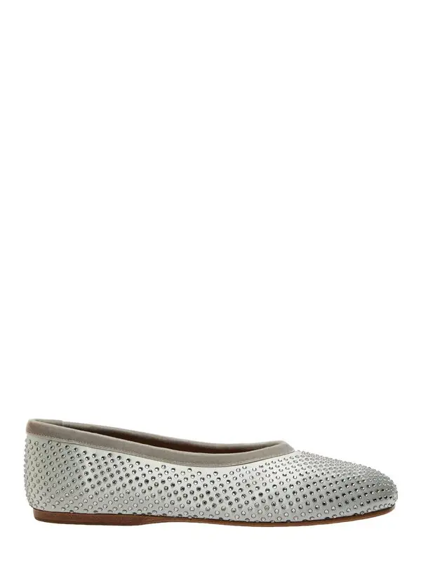 FORTE_FORTE Crystal-embellished Satin Ballet Flats - Silver