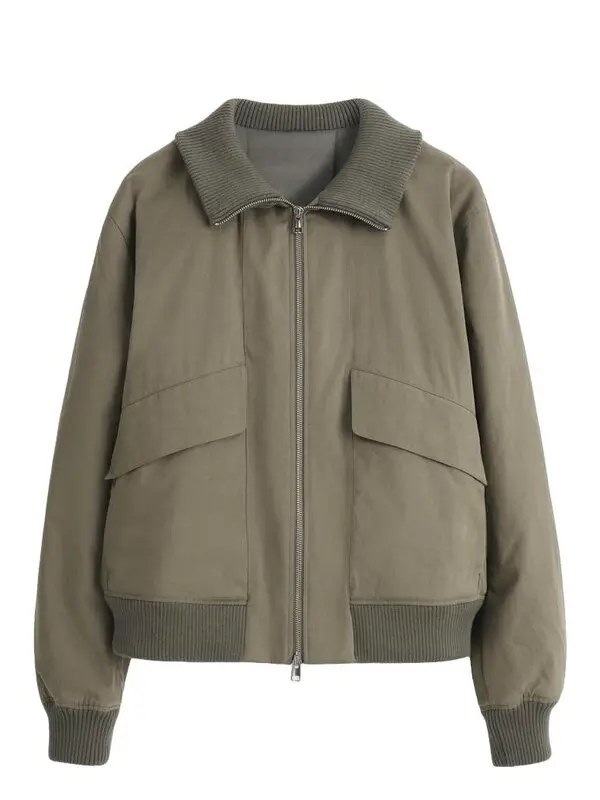 Cos Padded Cotton Flight Jacket - Beige
