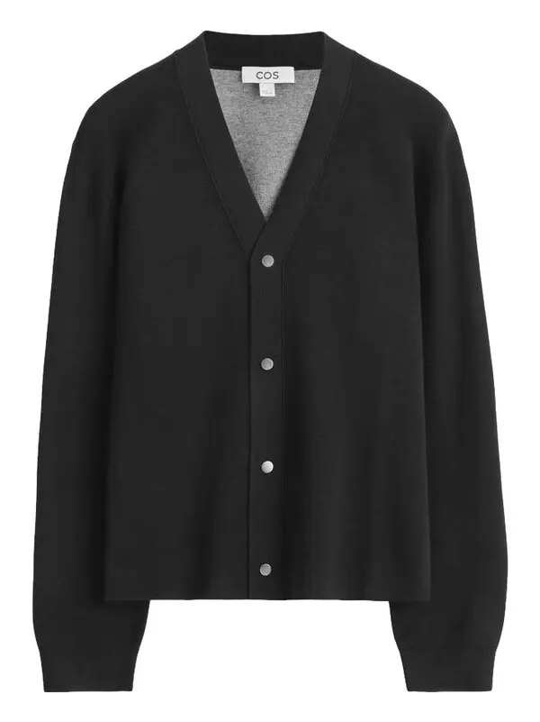 Cos Double-faced Knitted Cardigan - Black