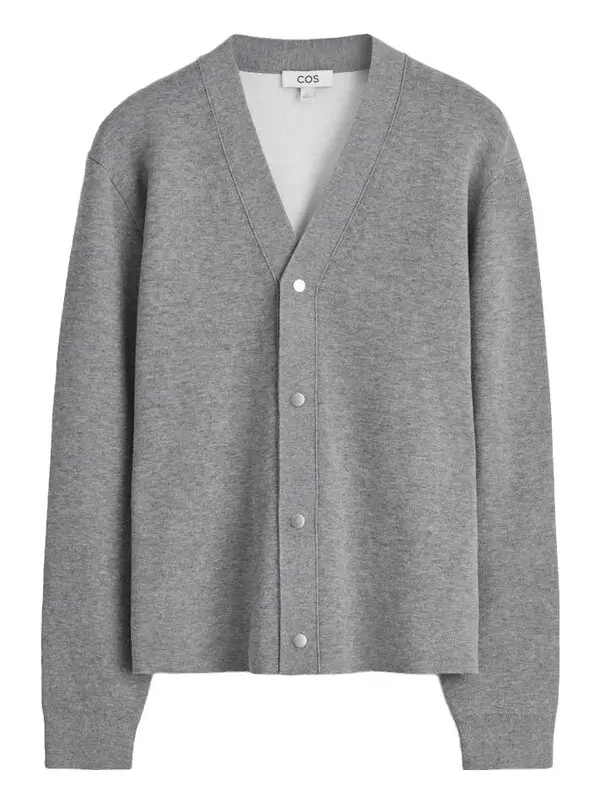 Cos Double-faced Knitted Cardigan - Gray
