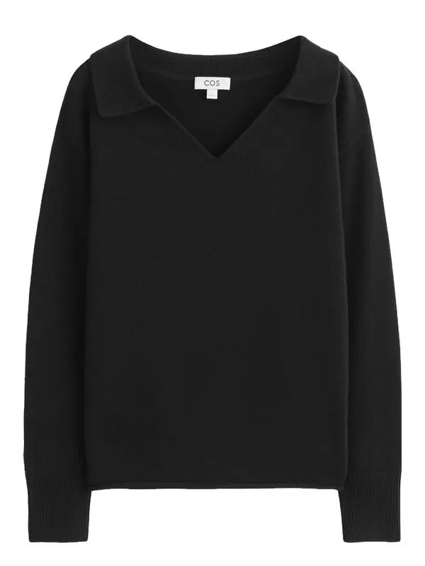 Cos Merino Wool Polo Sweater - Black