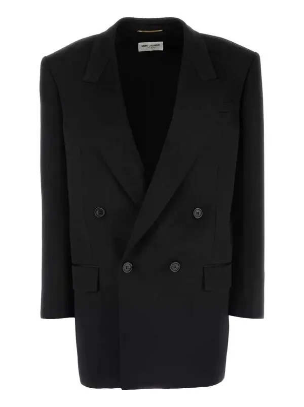 Saint Laurent Silk Satin Blazer - Black