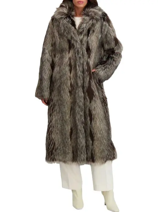 LYLA GRANT Fur-free Fox Long Coat - Silver