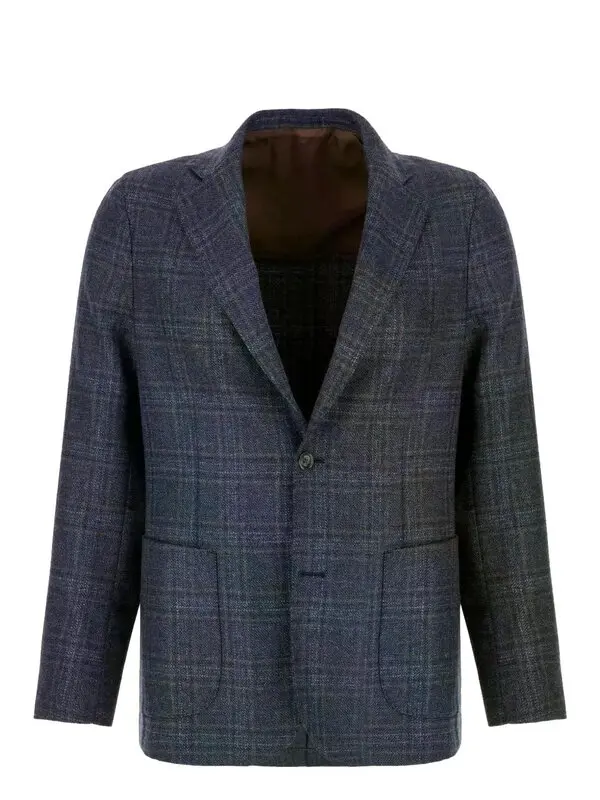 BARBA NAPOLI Checked Single-breasted Blazer - Blue