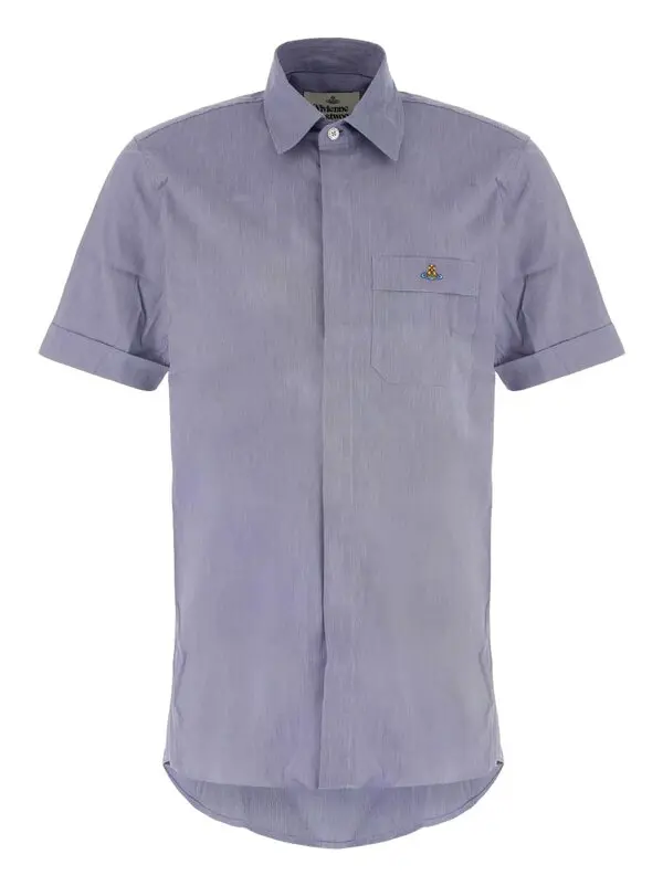 VIVIENNE WESTWOOD Logo-embroidered Short-sleeve Shirt - Blue