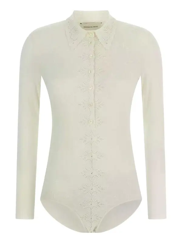 Magda Butrym Collar-embroidered Bodysuit - Neutrals