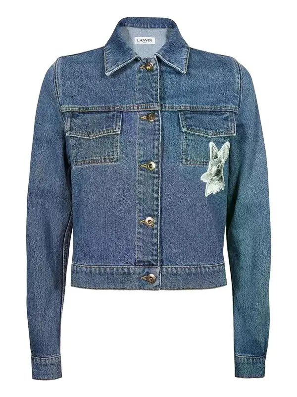 LANVIN Rabbit-patch Denim Jacket - Blue